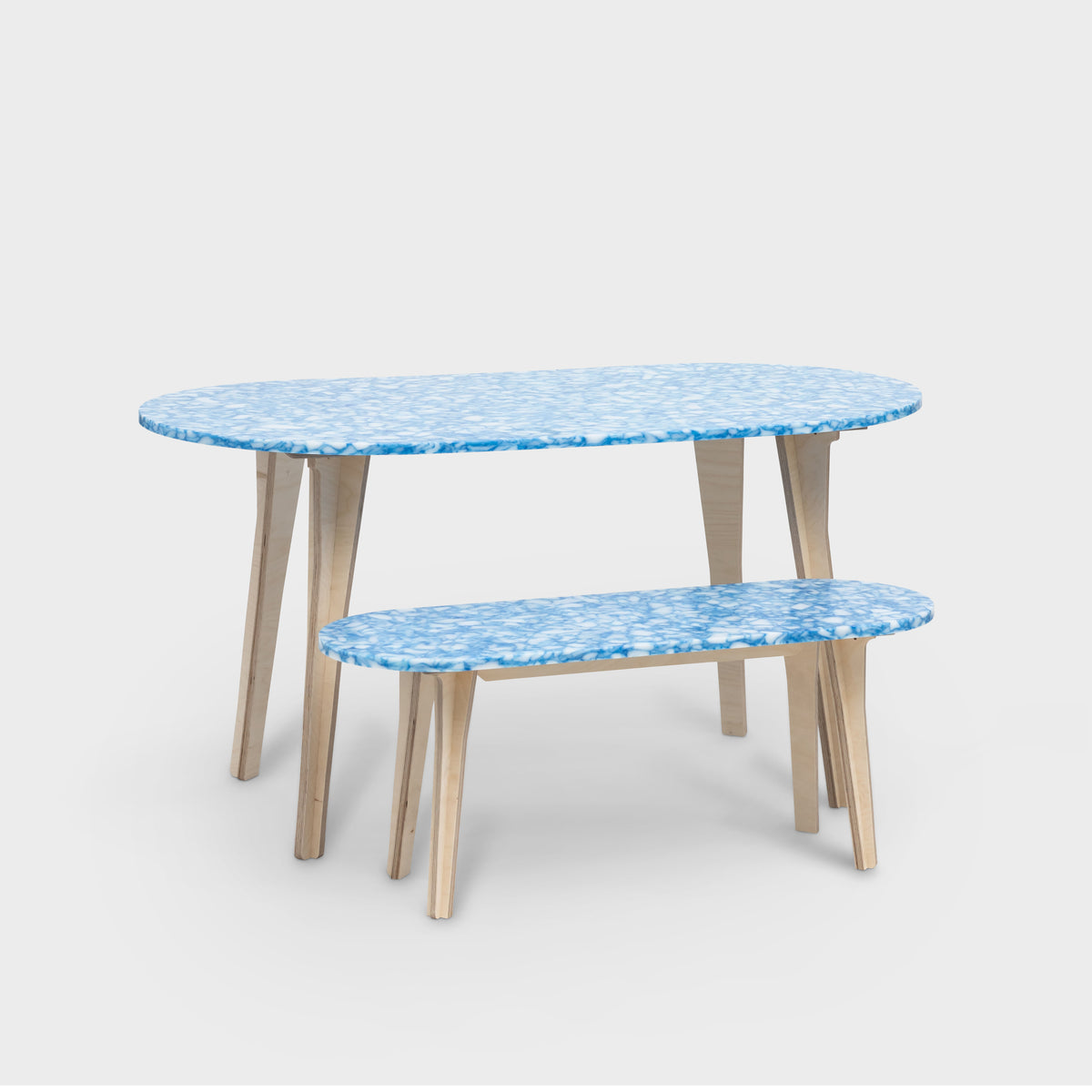 Pill Dining Table - Recycled Plastic - Eco Plywood Legs
