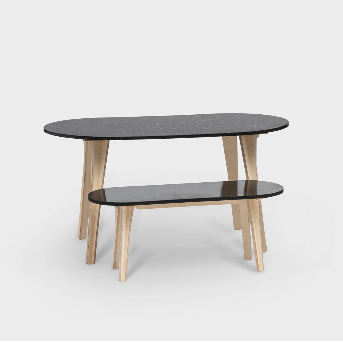 Pill Dining Table - Recycled Plastic - Eco Plywood Legs